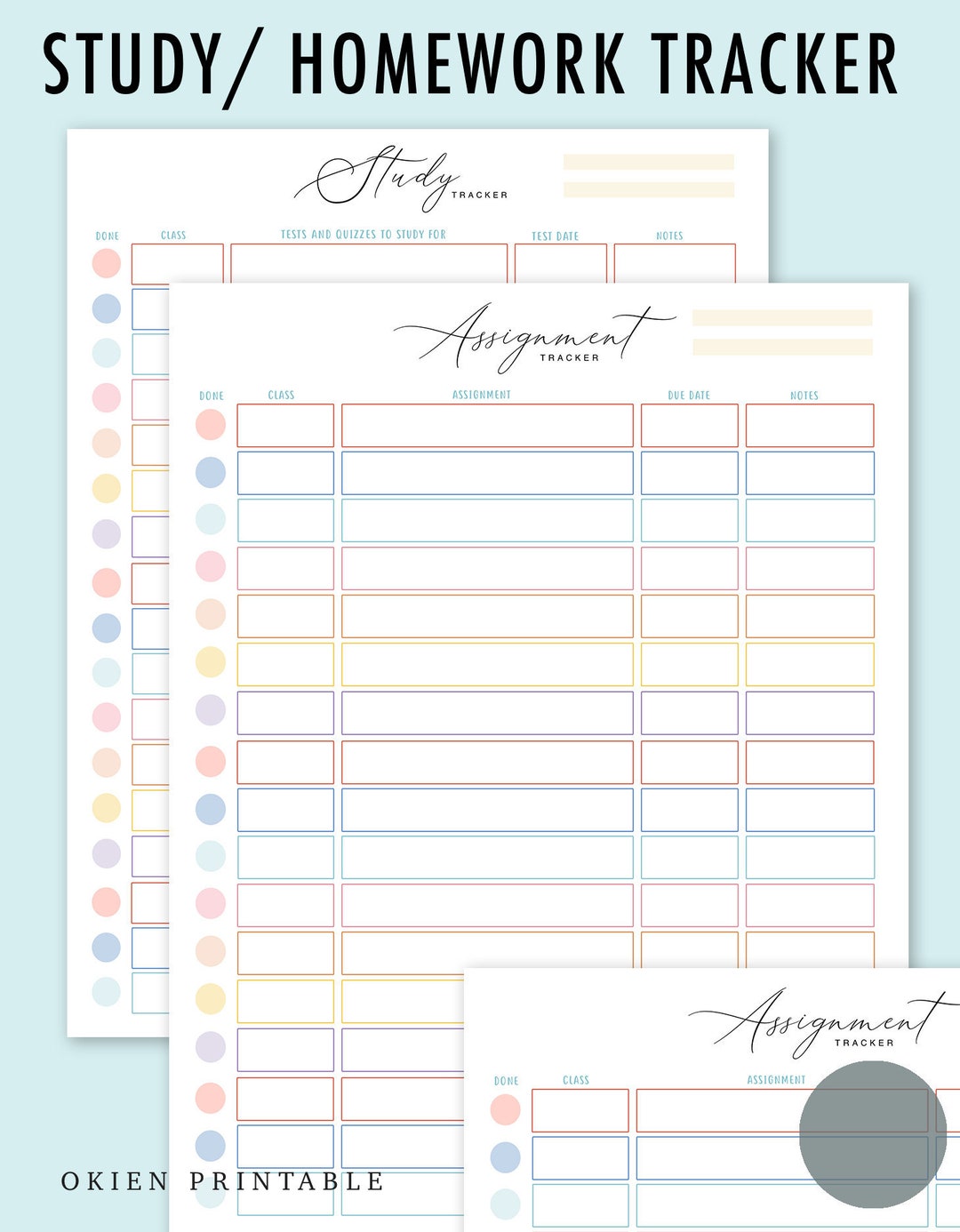 Homework Tracker, Assignment Tracker, School Study Printable ...