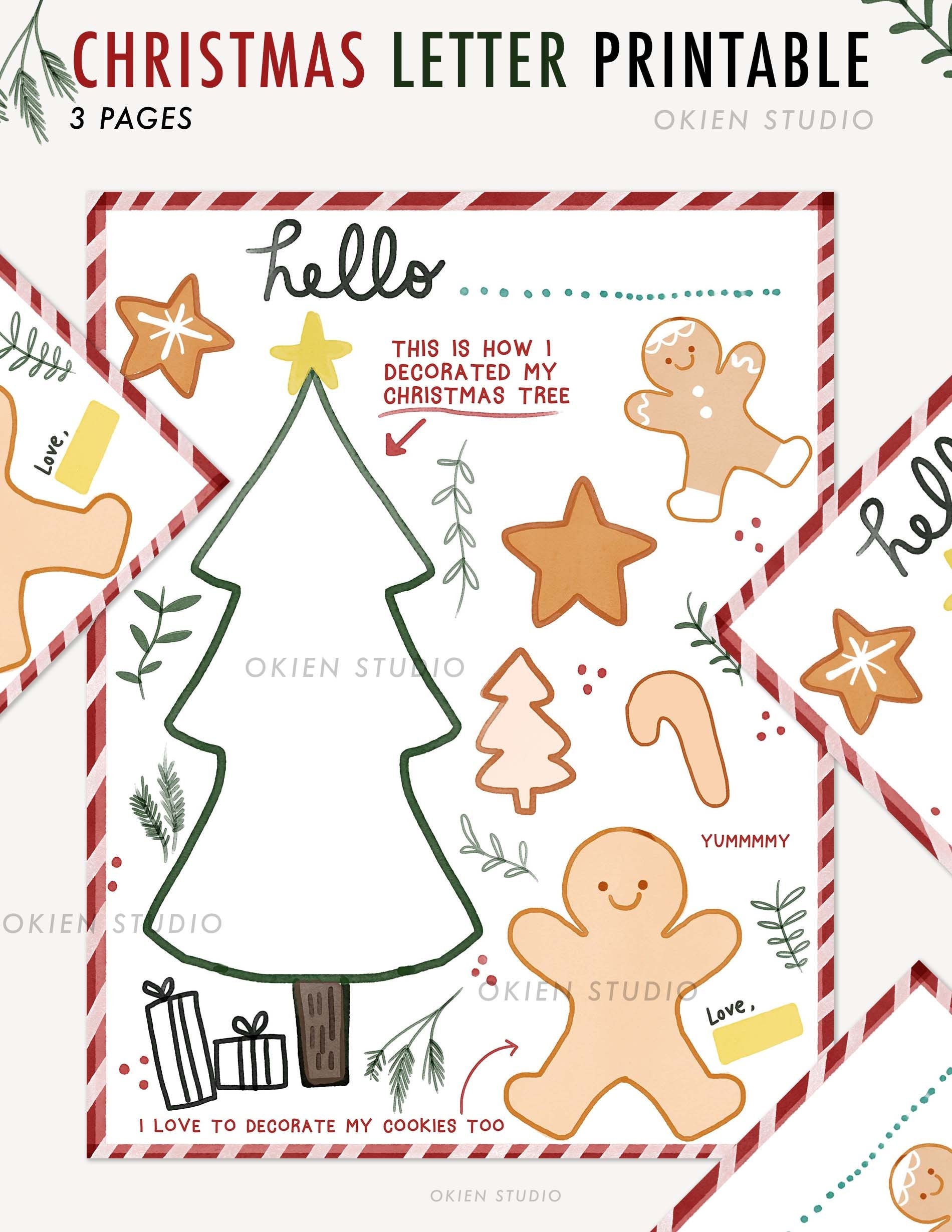 Christmas Letter Kids Pen Pal Printable Letter Templates | Etsy