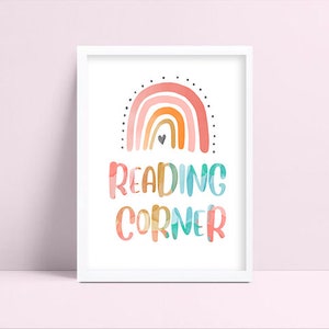 Reading Corner Sign – Pastel Rainbow Door Art Digital Download - Etsy