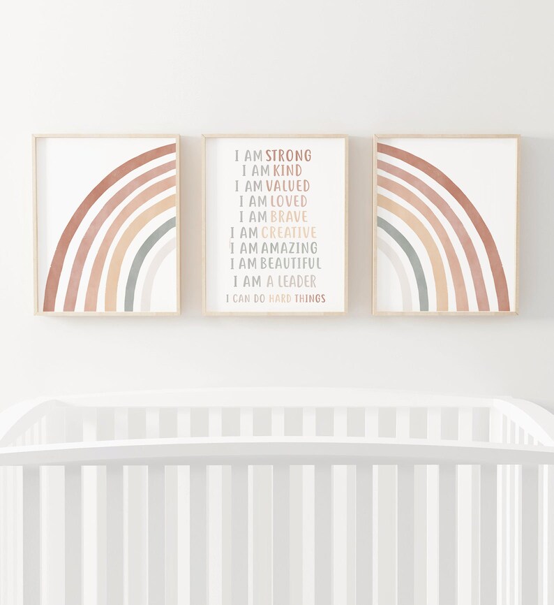 Boho Pastel Rainbow I Am Enough Positive Affirmations Boho - Etsy