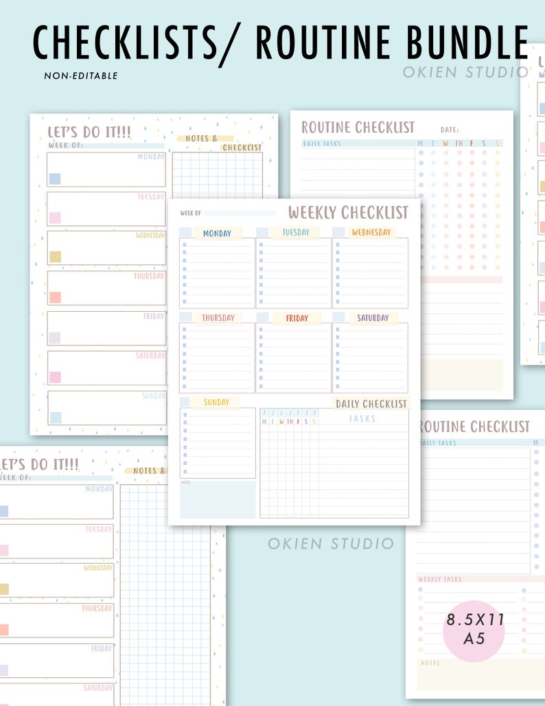 Checklists for EVERYTHING Planner Bundle Daily Routine - Etsy