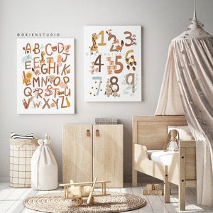Boho Animals Nursery Wall Art, Alphabet Nursery Prints, Boho Animal ...