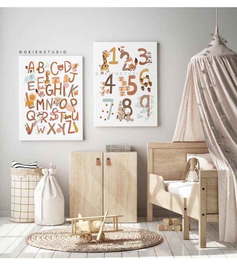 Boho Animals Nursery Wall Art Alphabet Nursery Prints Boho - Etsy