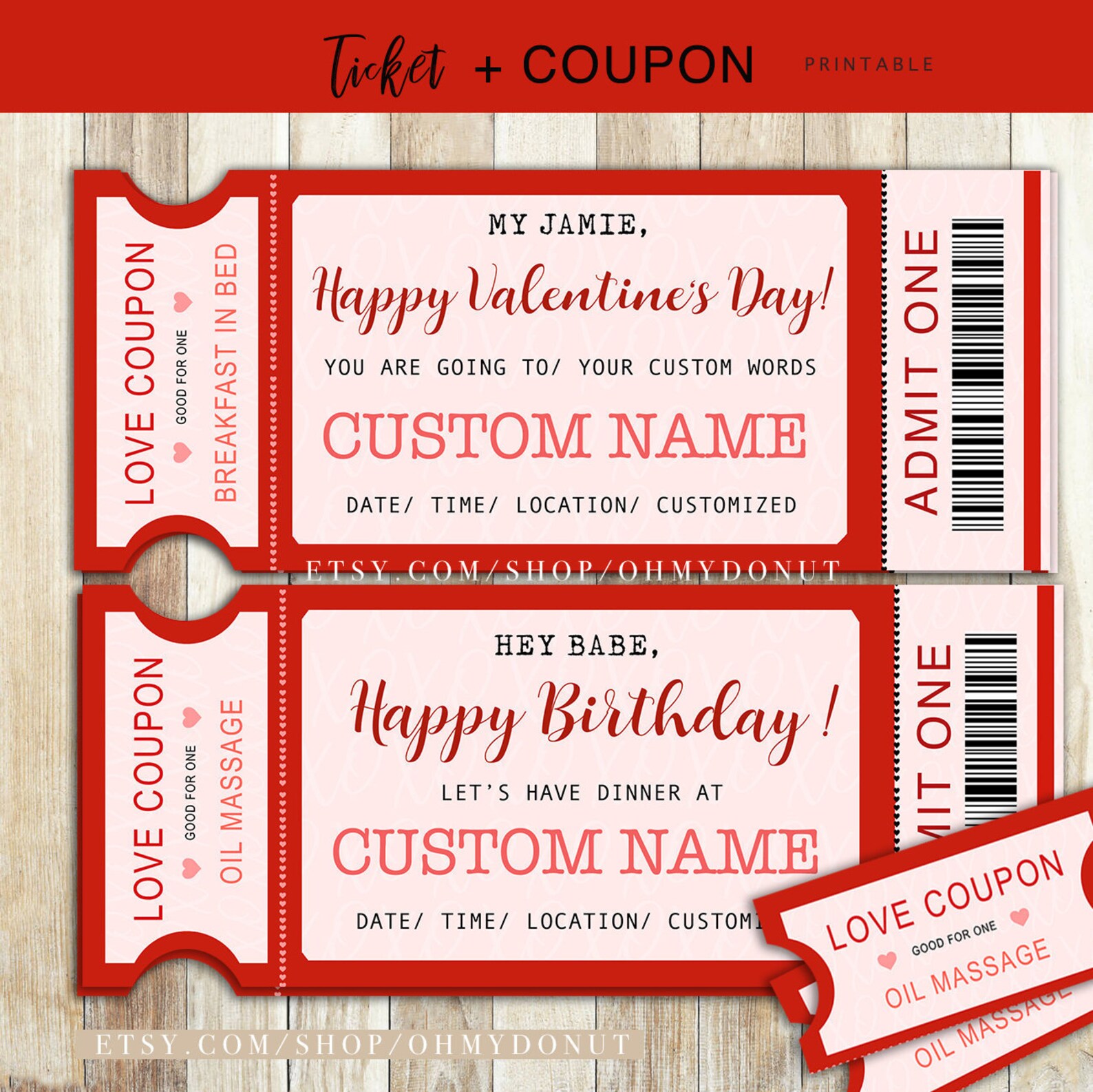 Gift Certificate Template Download Printable Ticket Digital - Etsy