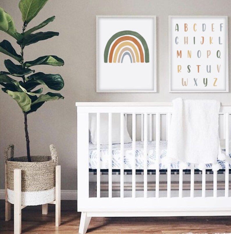Many Colors Neutral Rainbow Wall Decor Abc Number Poster - Etsy