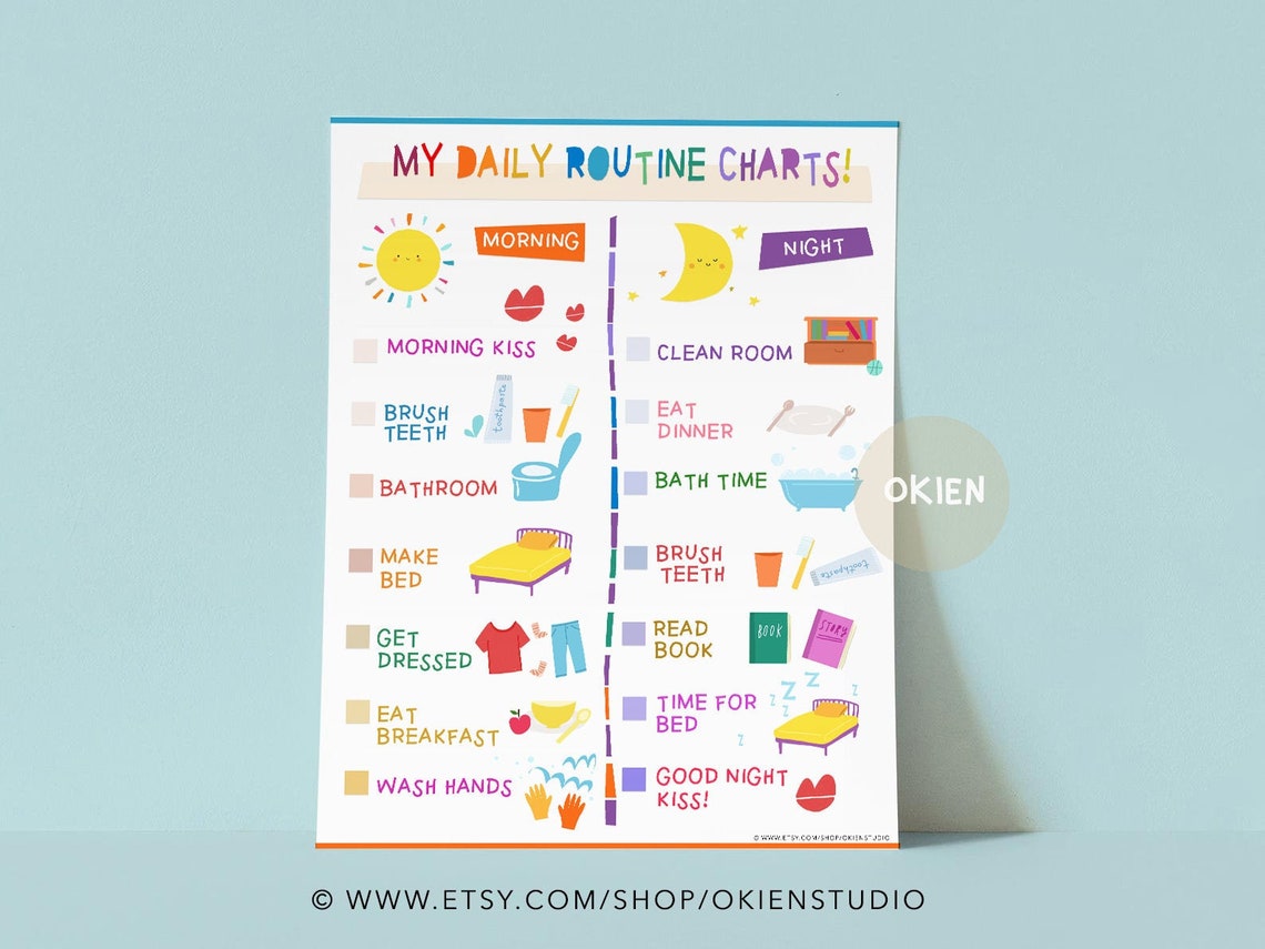 Kids Daily Responsibilities Chart Printable Daily Routine - Etsy Australia