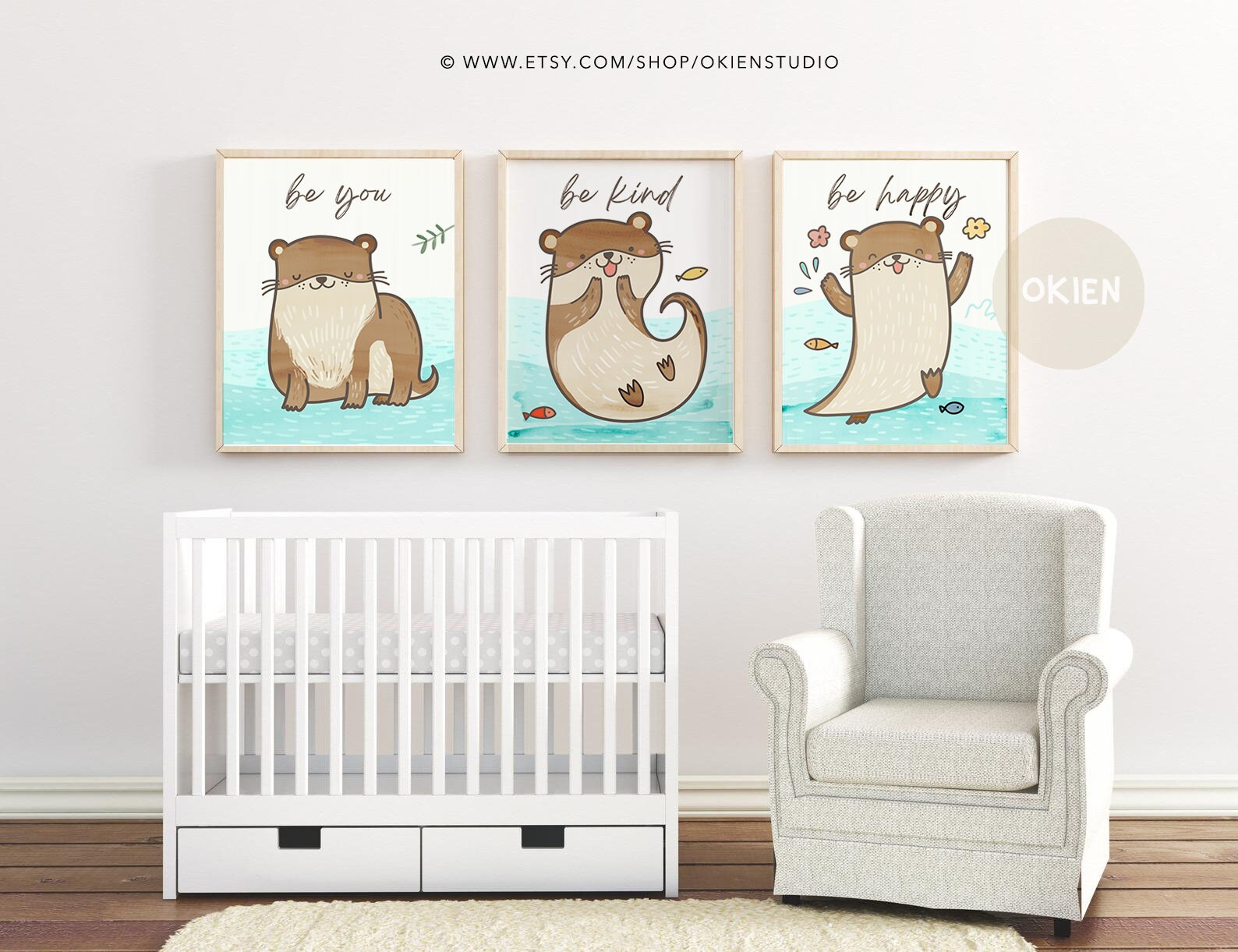 Otter Nursery, Otter Art Print, Otter Nursery Decor, Be Happy, Be You ...