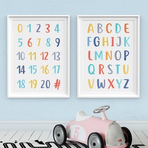 Alphabet Poster, Number Chart 1-20, Montessori Printable, Number Wall ...