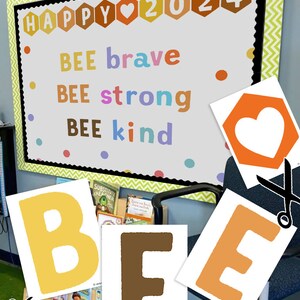 New Year Bulletin Board Kit, 2024 Bulletin Board Printables, Bee Theme ...
