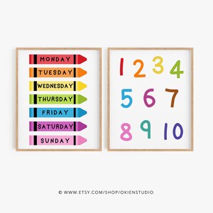 Rainbow Educational Posters Set for Playroom, Homeschool Print, Back to ...