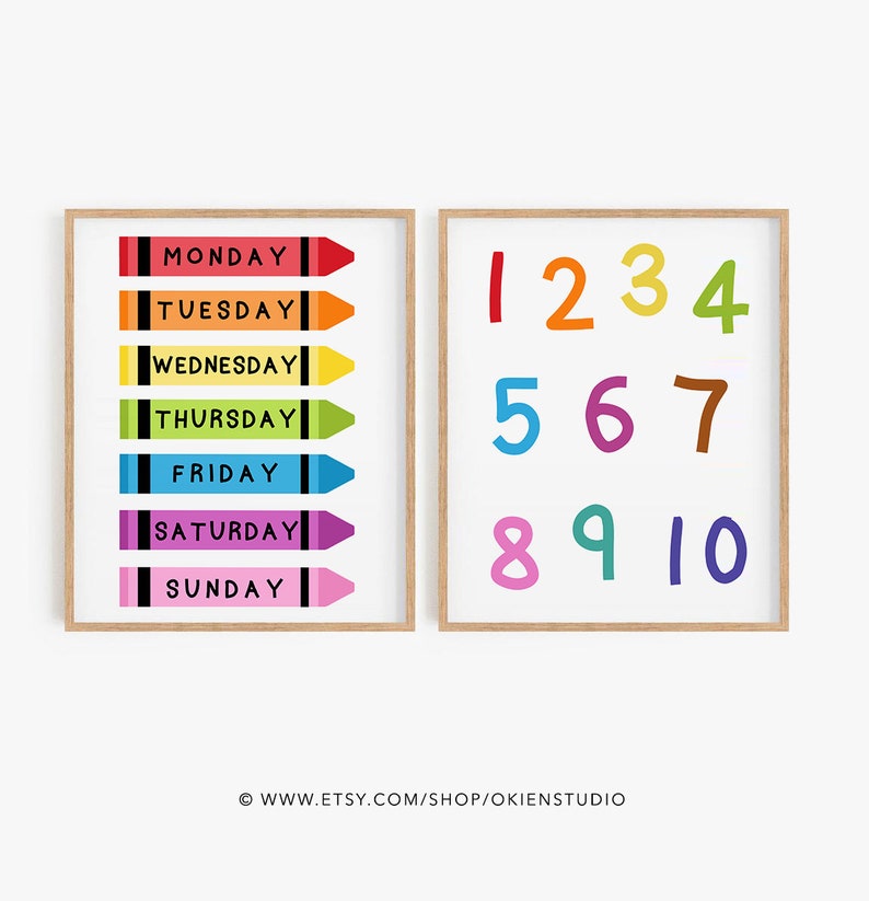 Rainbow Educational Posters Set for Playroom Homeschool - Etsy