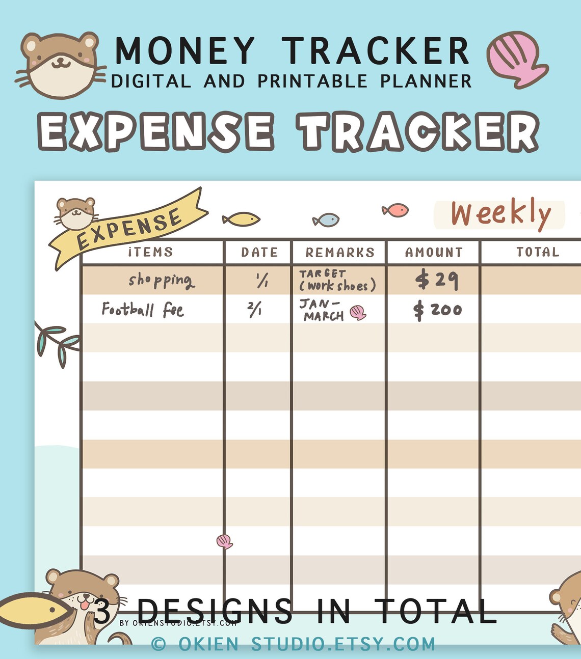 Income & Expense Tracker, Printable Budget, Monthly Budget, Weekly ...