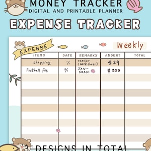 Cute Otter Income and Expense Tracker, Printable Budget (JPEG) - Etsy