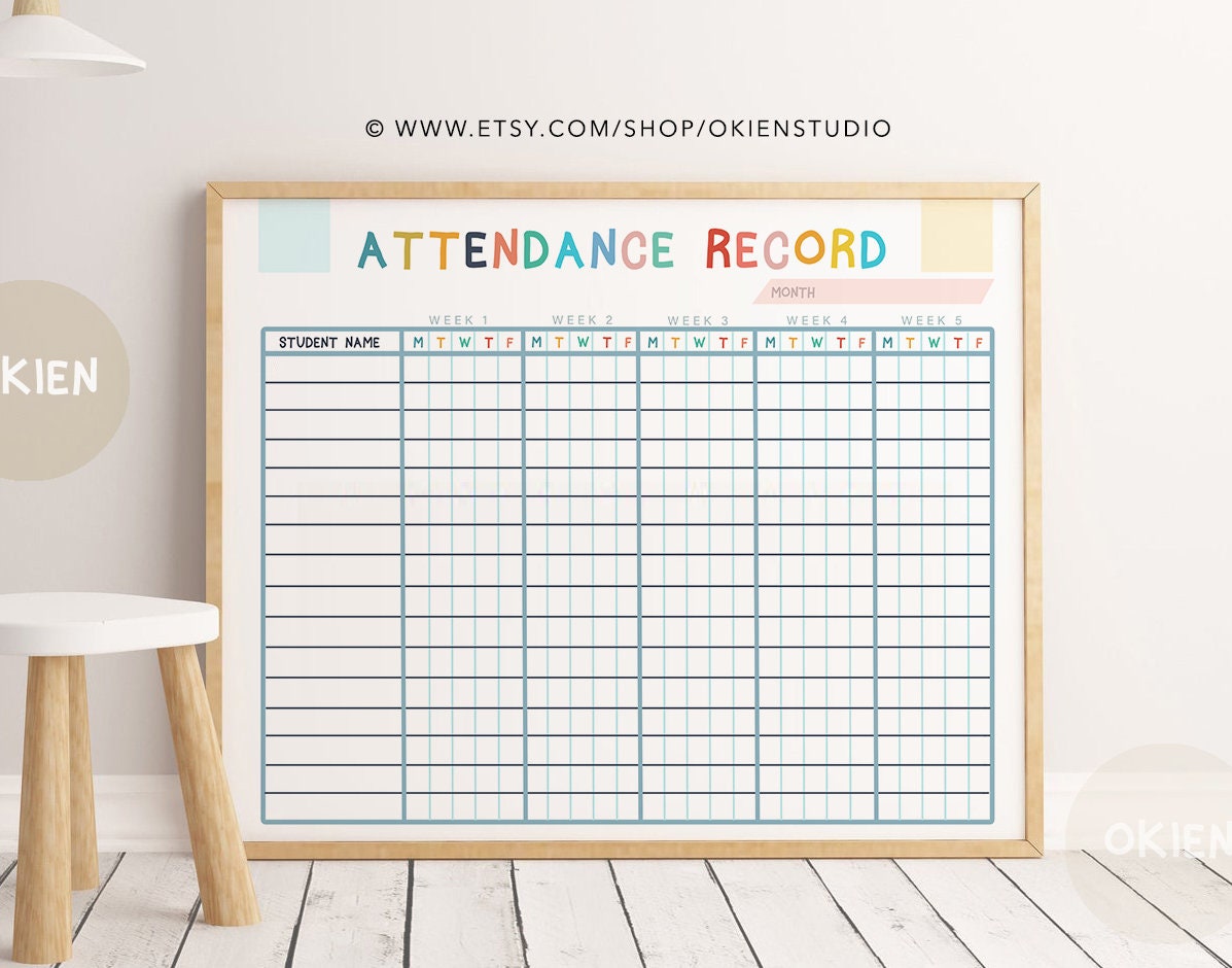 Printable Homeschool Attendance Sheet Teacher Log Digital | Etsy