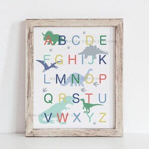 Dinosaur Prints for Boys Room, Blue Green Wall Art, Dino Bedroom Poster ...