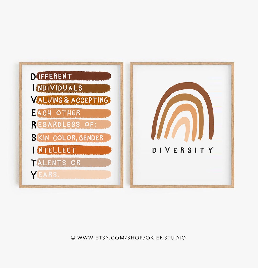 Set of 2, Diversity Art Print, Diversity Kid Room, Classroom Decor ...