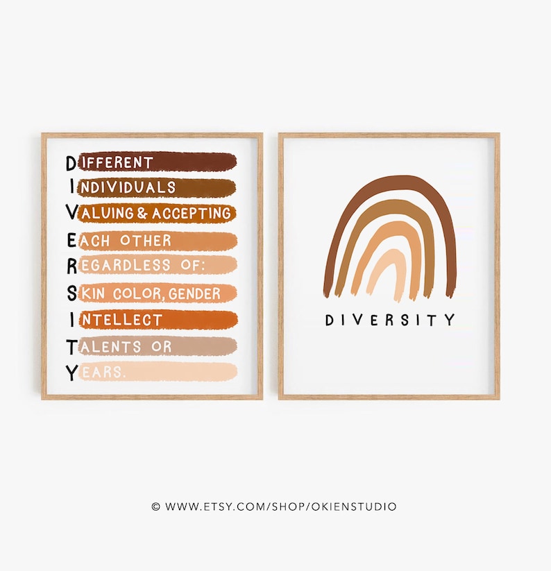 Set of 2 Diversity Art Print Diversity Kid Room Classroom | Etsy