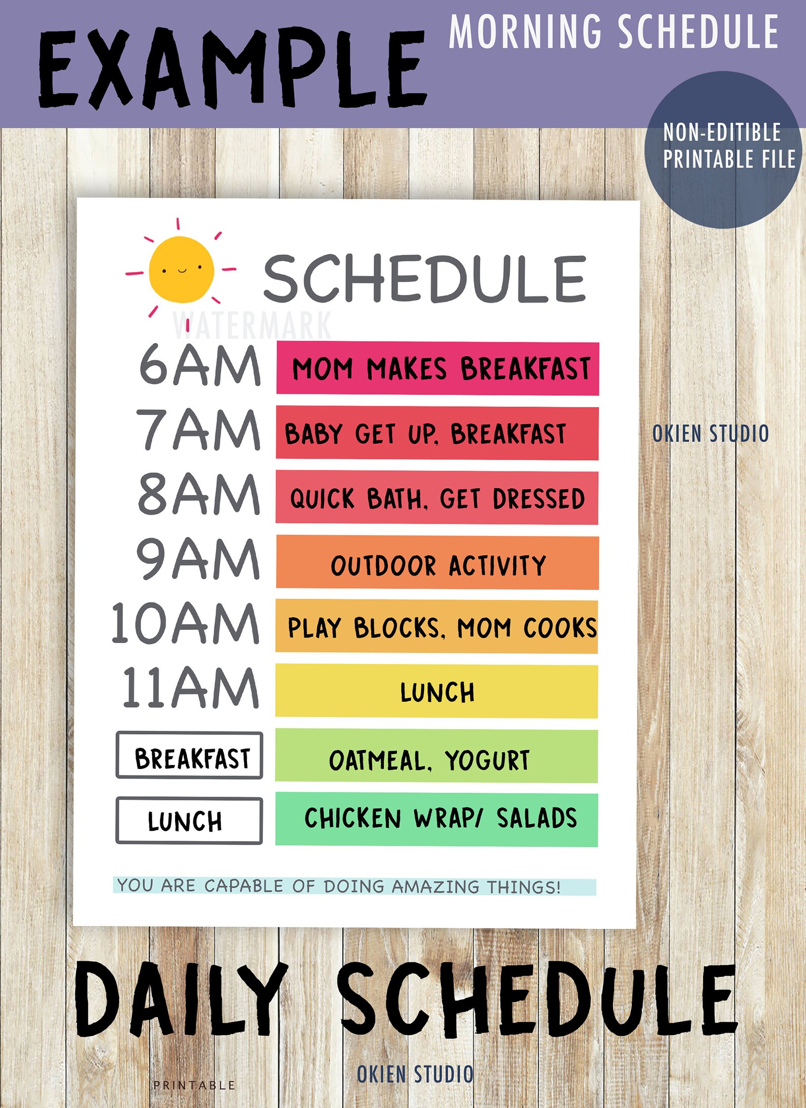 Daily Time Schedule Easy Planner Kid Daily Planner Kids | Etsy