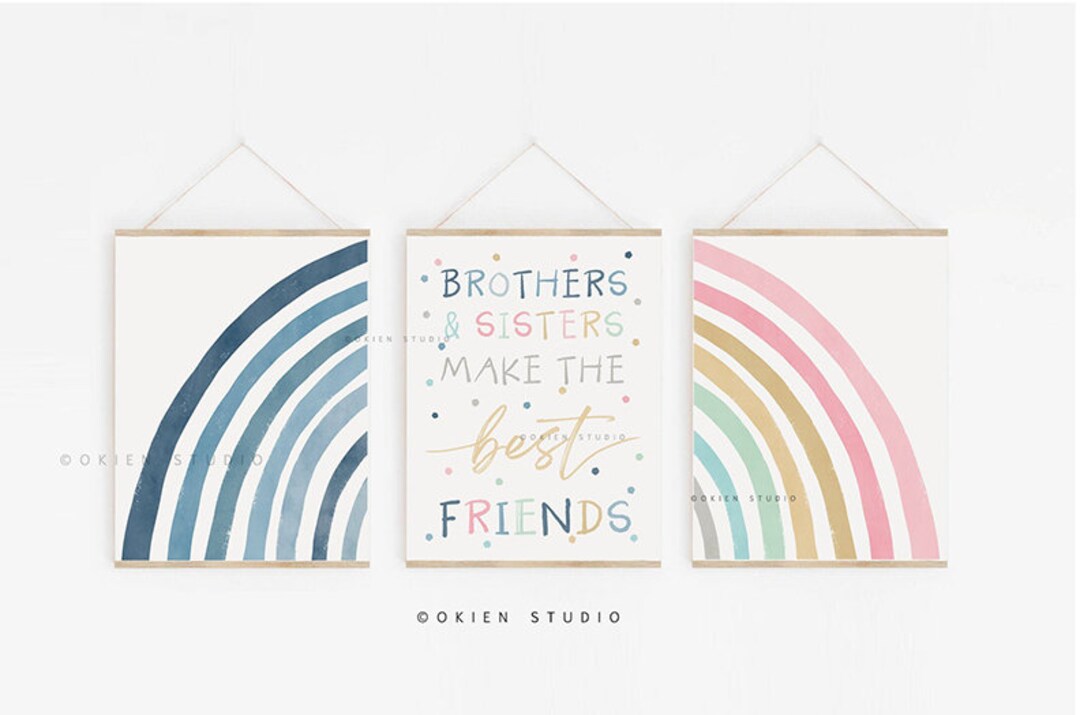 Brother Sister Wall Art, Brother Sister Sign, Playroom Sign, Pastel ...