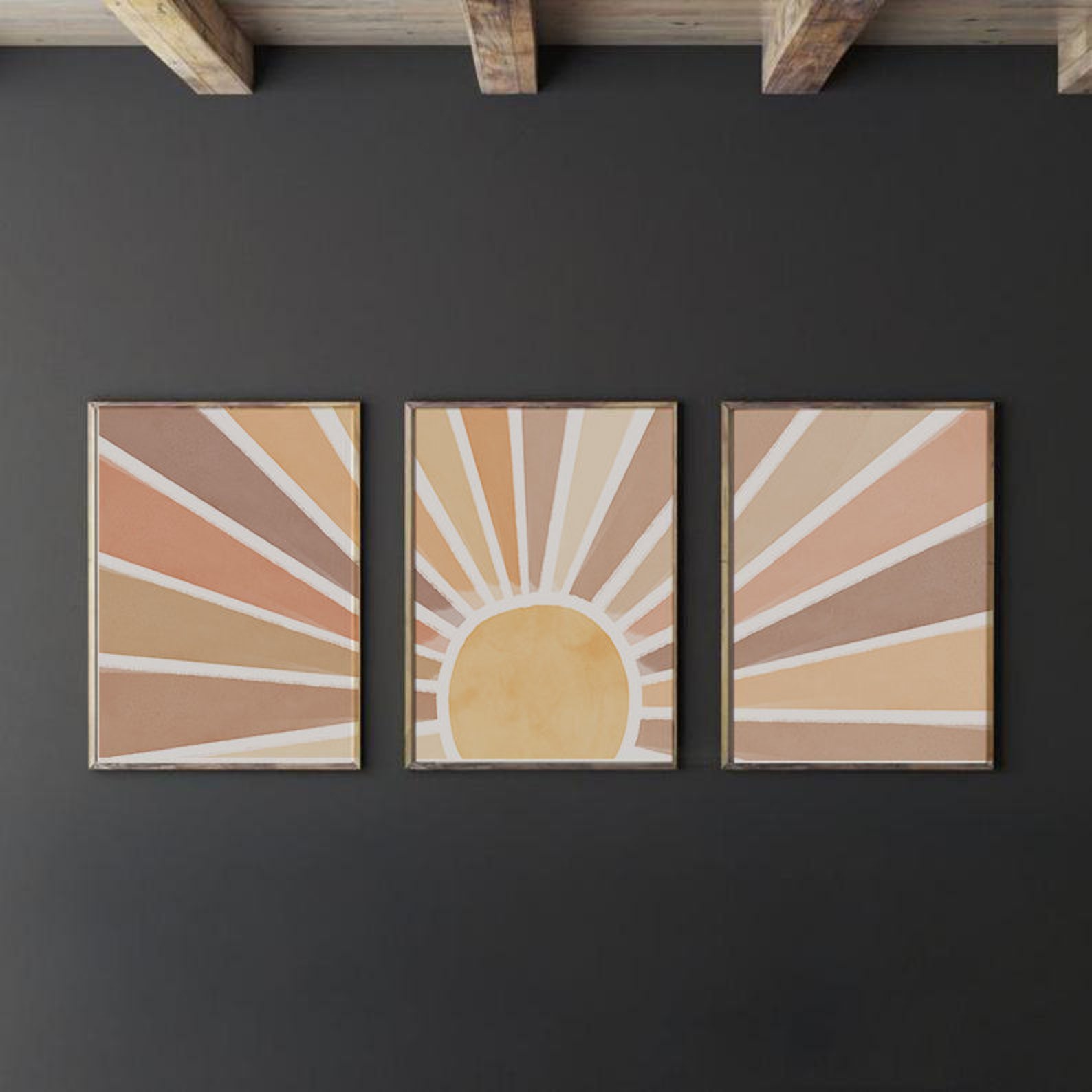 Rising Sun Boho sunrising art print Boho Art Set of 3 | Etsy