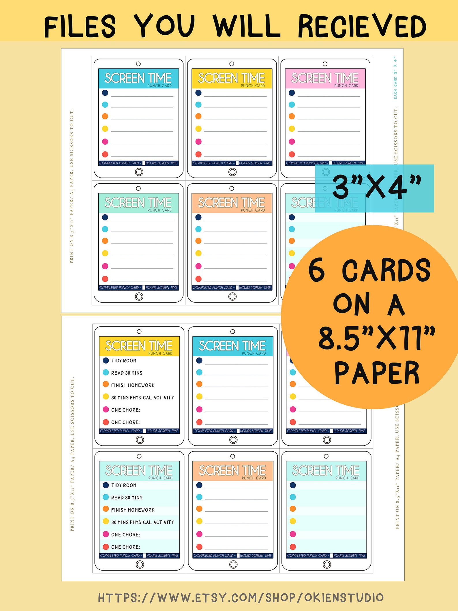 Screen Time Reward Punch Card, Punch Card Reward System, Homeschool ...