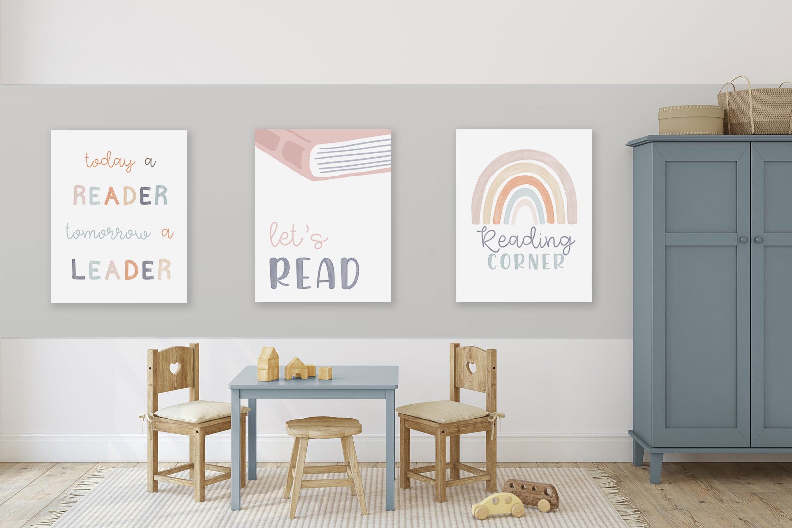 Set of 3 Rainbow Reading Corner Sign Watercolor Girl Room - Etsy Hong Kong