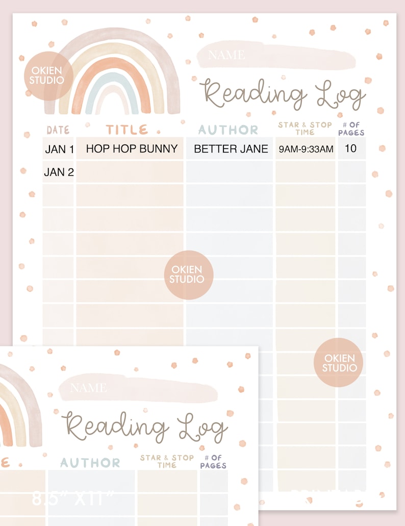 Rainbow Reading Log & Book Review Template (digital Download) - Etsy