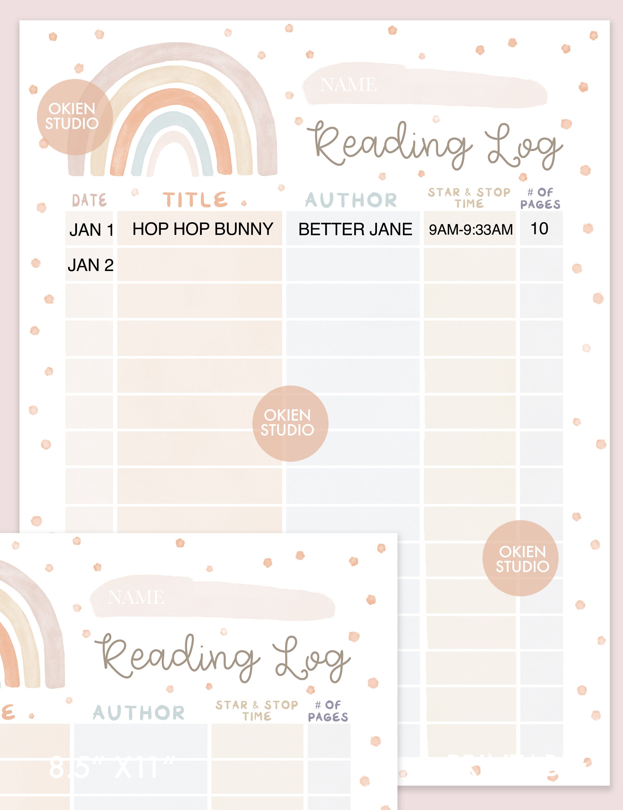 Rainbow Reading Log & Book Review Template (digital Download) - Etsy