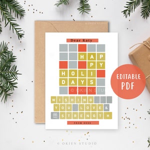 Wordle Christmas Card Printable, Personalized Christmas Card Template ...
