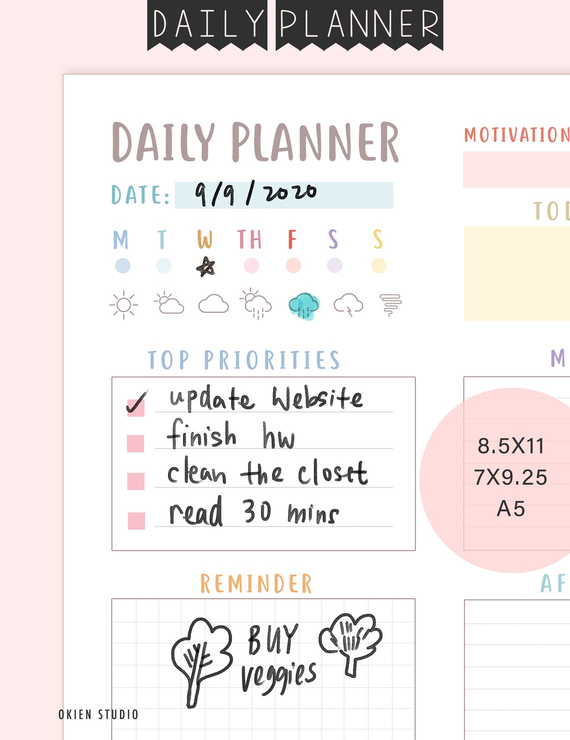 Day Plan Printable Insert Daily Plan Daily Schedule | Etsy
