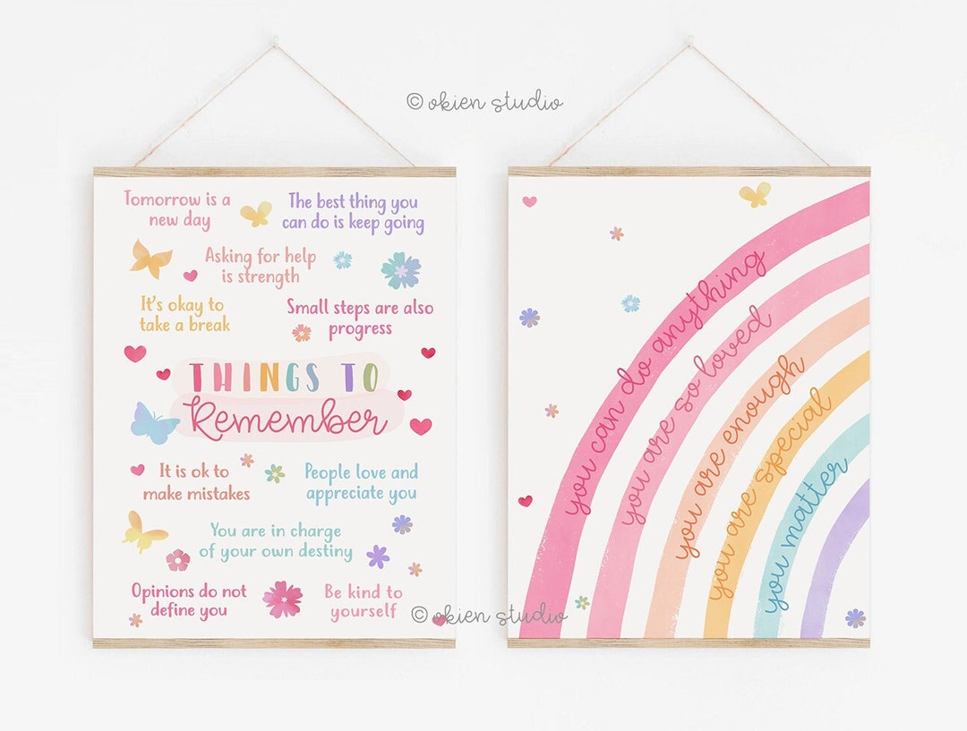 Pastel Rainbow Wall Art: Positive Affirmations Print Set (digital ...