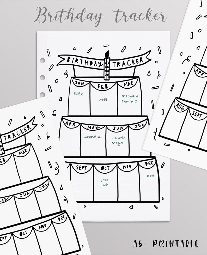 Printable Birthday Tracker Birthday Log Birthday Calendar | Etsy