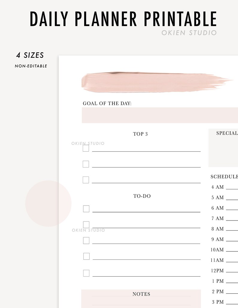 Day Plan Printable Daily Planner 365 Daily Plan Productive - Etsy