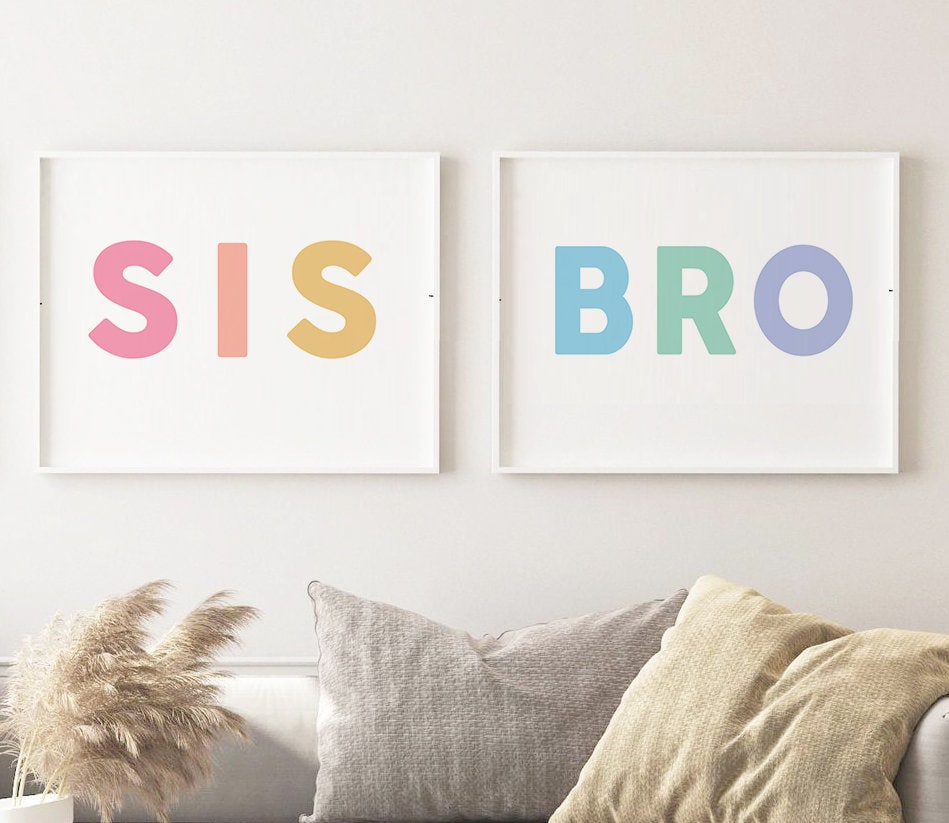 Brother Sister Wall Art Brother Sister Sign Playroom Sign - Etsy