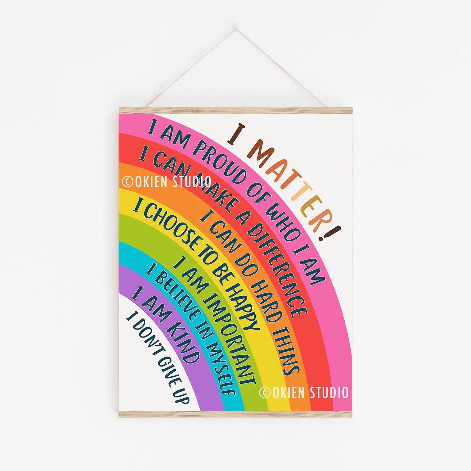 Positive Affirmations Rainbow Poster: Inspirational Wall Art (digital ...