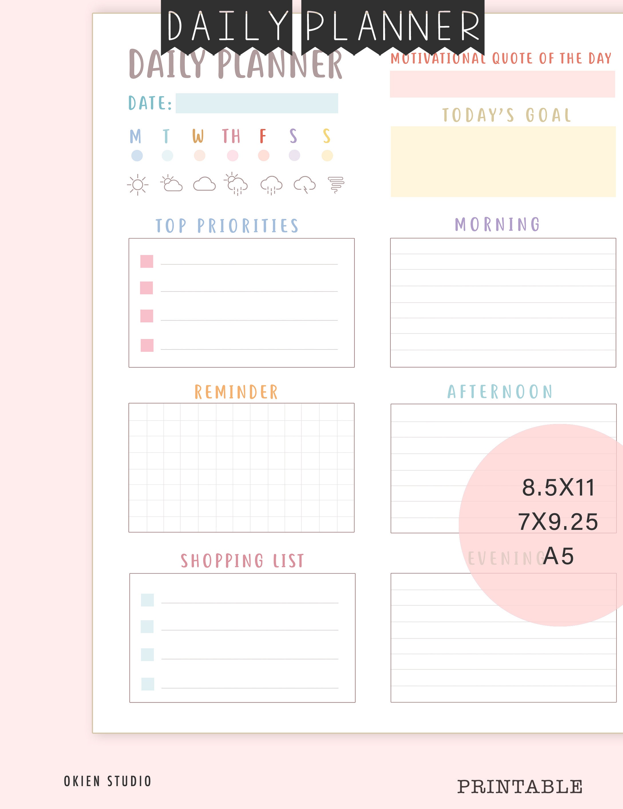 Day Plan Printable Insert Daily Plan Daily Schedule | Etsy