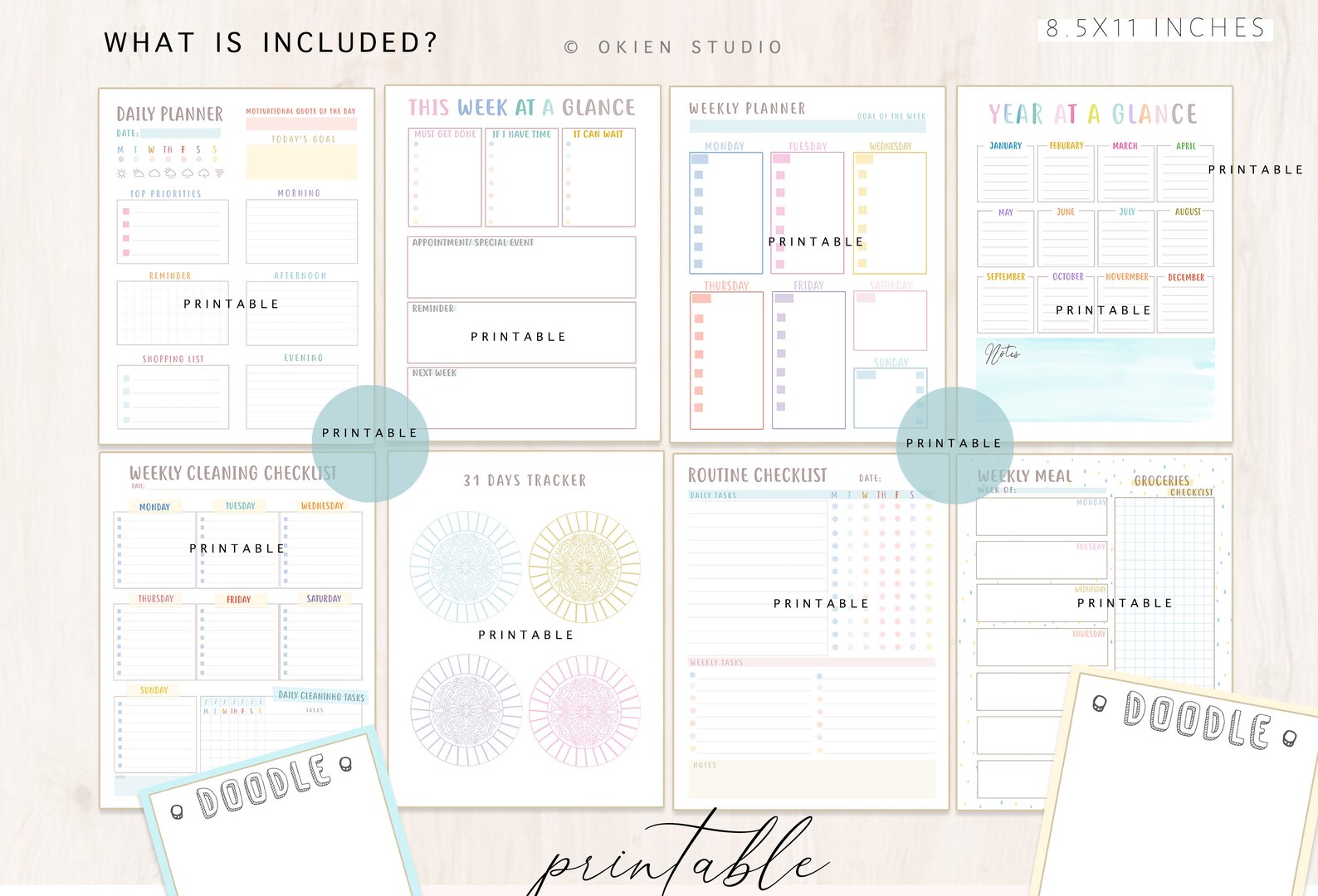 Planner Bundle Printable 11pages Daily Routine Chart Weekly - Etsy