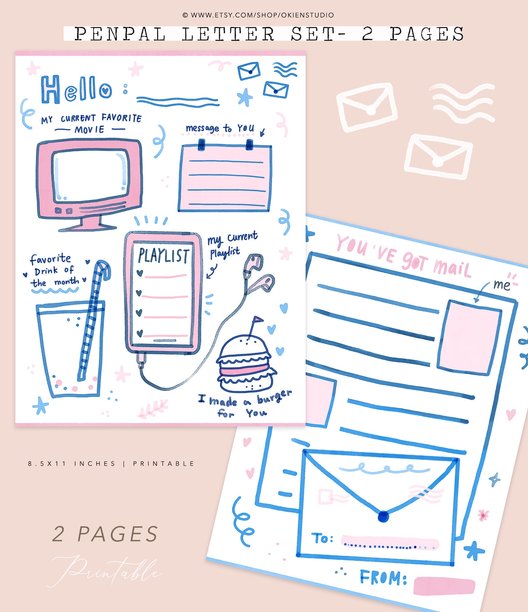 Pen Pal Letter Printable Letter Templates Writing Teens - Etsy Australia
