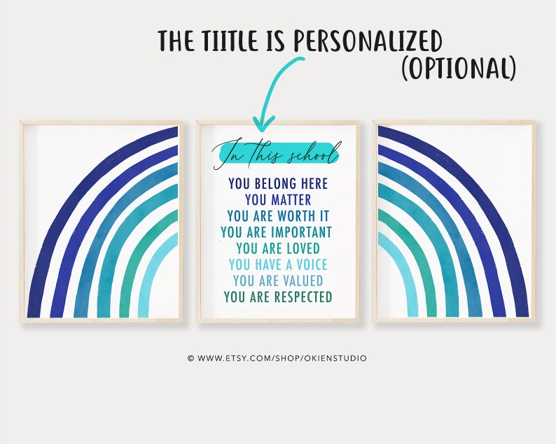 Rainbow Wall Decor in This Classroom Teacher Poster You Are | Etsy