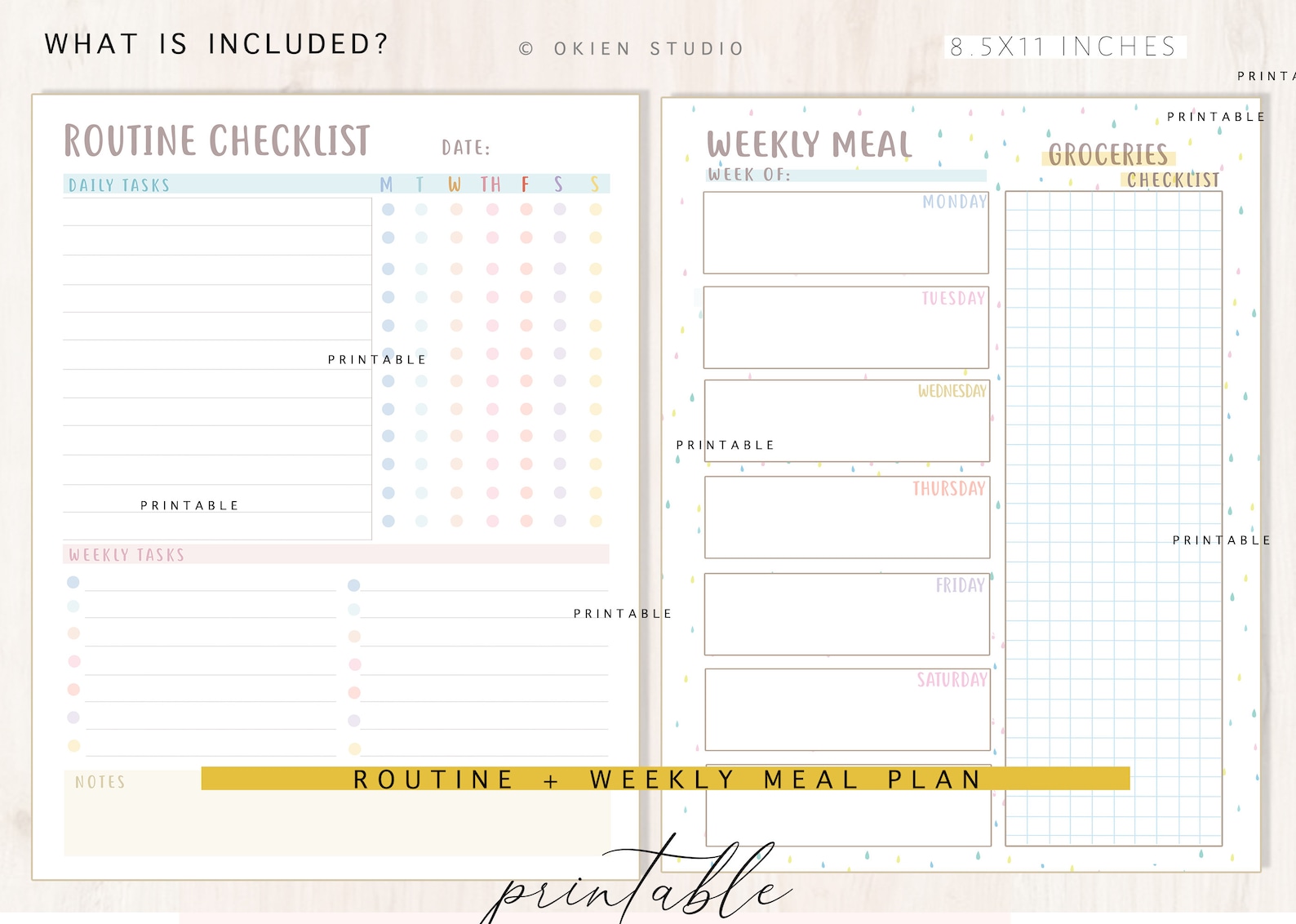 Planner Bundle Printable 11pages Daily Routine Chart Weekly - Etsy