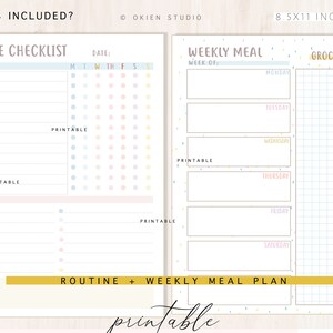 Planner Bundle Printable, 11pages, Daily Routine Chart, Weekly Planner ...