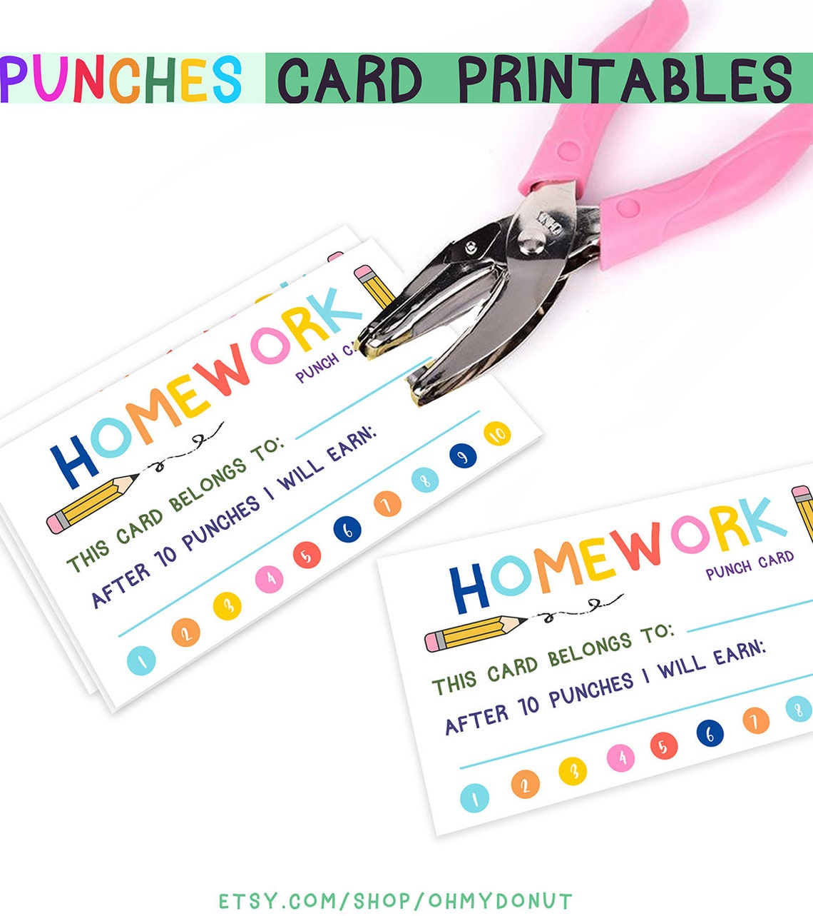 Colorful Reward Punch Card Punch Card Reward System Coupon | Etsy