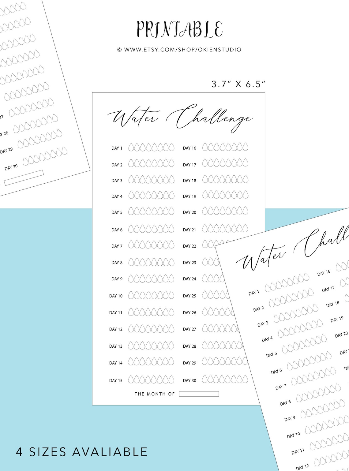 Printable Simple Water Tracker Water Insert Printable - Etsy