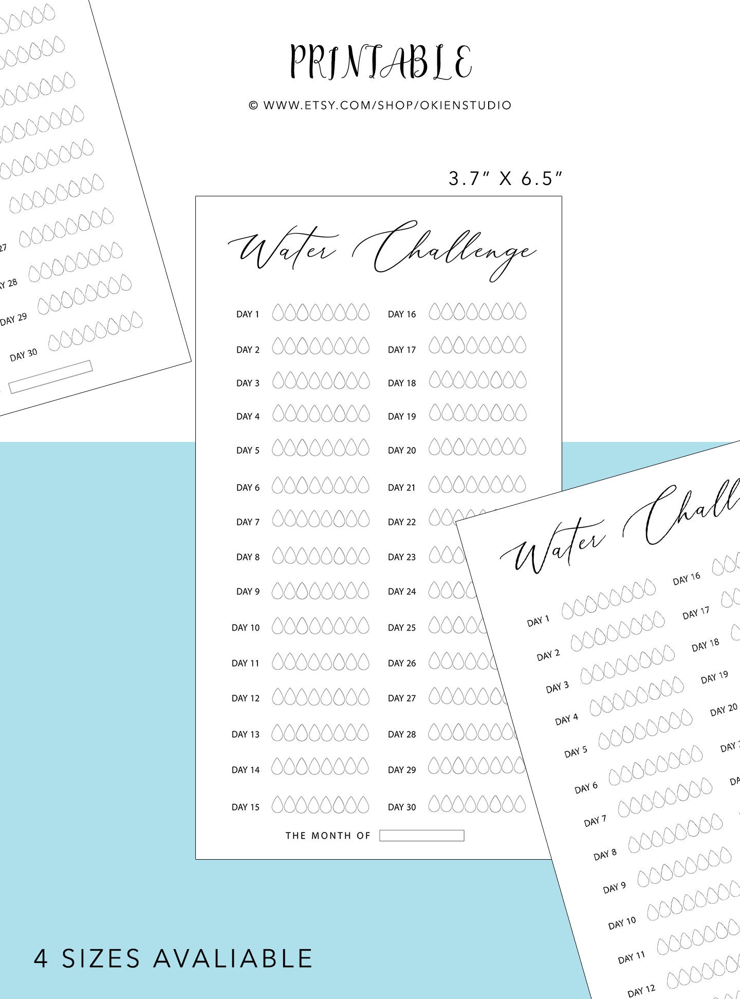 Printable Simple Water Tracker Water Insert Printable - Etsy