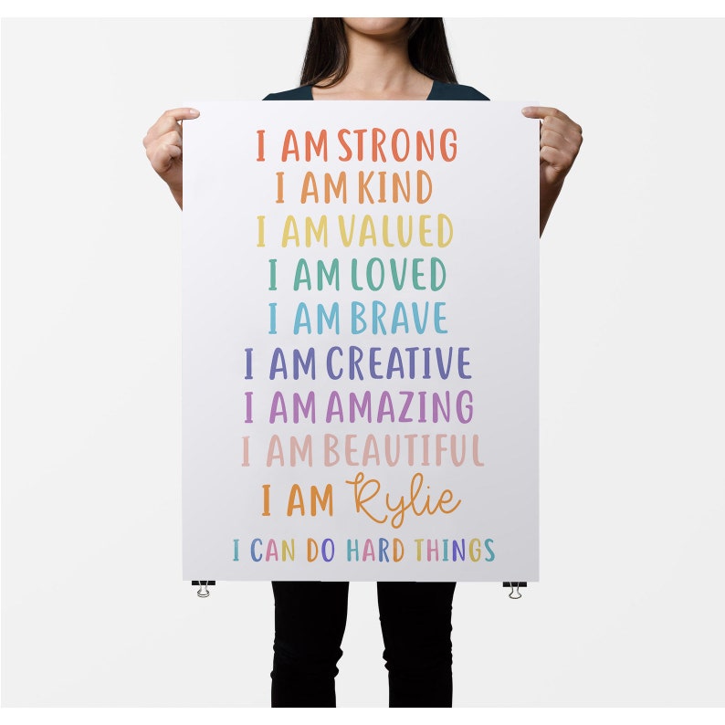 Positive Affirmations Wall Art I Am Sign Classroom Poster - Etsy
