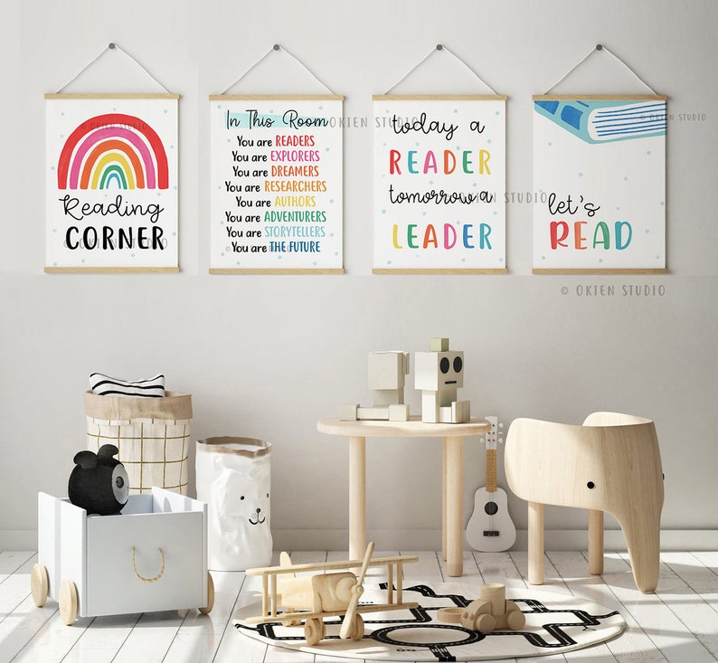 Rainbow Reading Corner Sign Positive Affirmations Homeschool - Etsy
