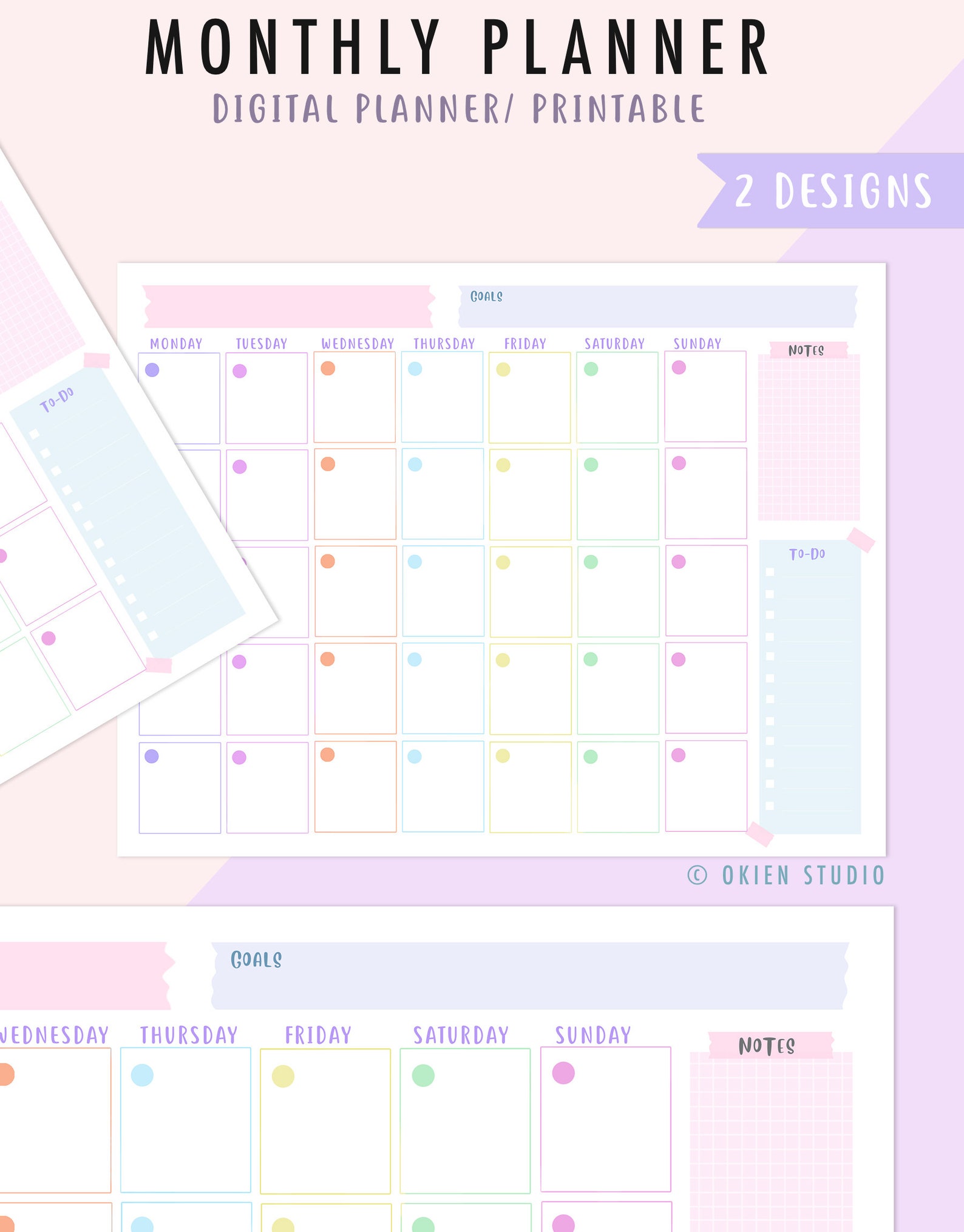 Monthly Planner Printable & Goodnotes Unicorn Color | Etsy