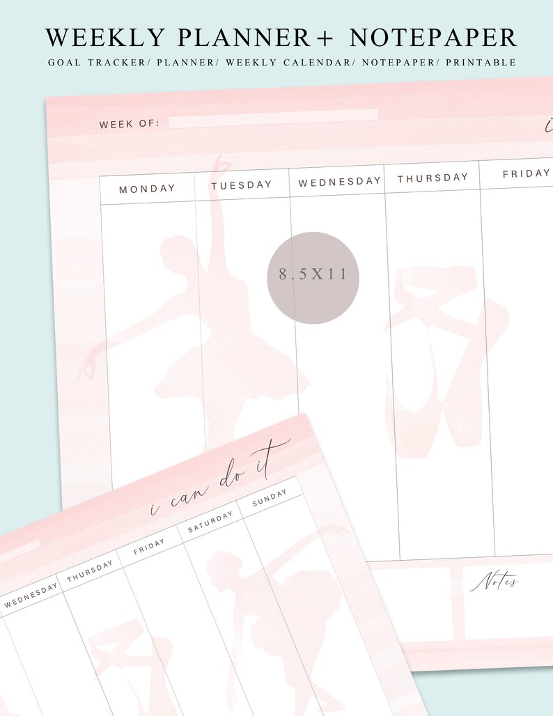 Ballet Dancer Weekly Planner Printable: 8.5x11 Organizer (digital ...