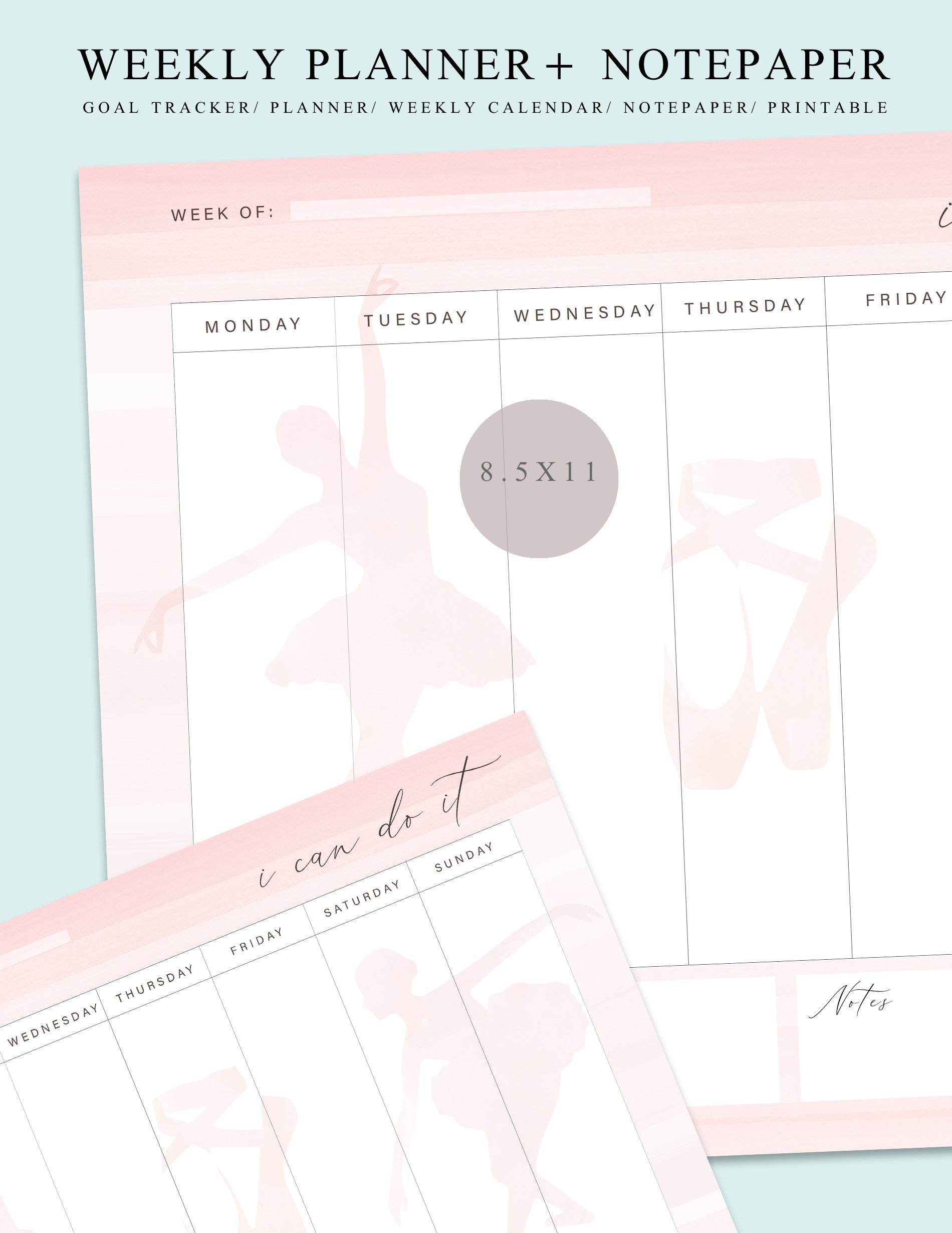 Ballet Dancer Weekly Planner Printable: 8.5x11 Organizer (digital ...