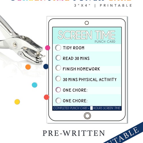 32 Colors Screen Time Reward System Printable Chores Card - Etsy
